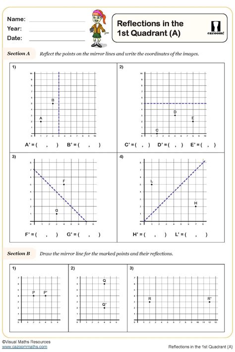 Reflections In The St Quadrant A In Geometry Worksheets Math