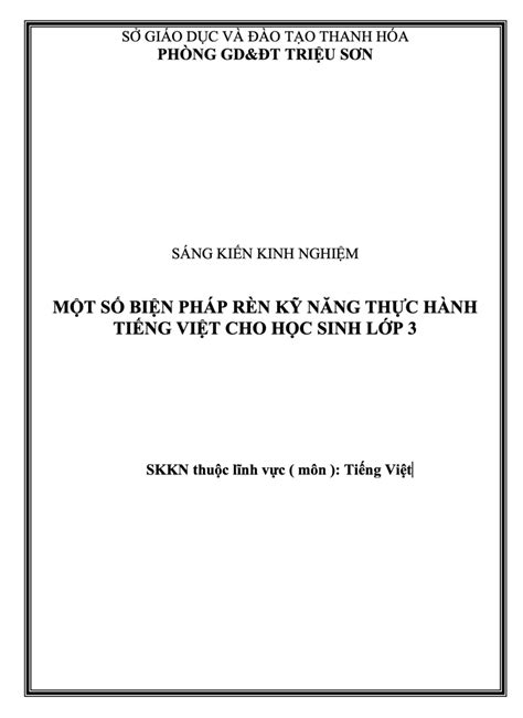 SKKN Một số biện pháp rèn kỹ năng thực hành tiếng Việt cho học sinh lớp 3