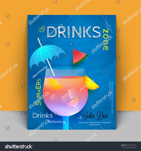Beverage Recipe Book Cover Design Mocktail Stock Vector Royalty Free