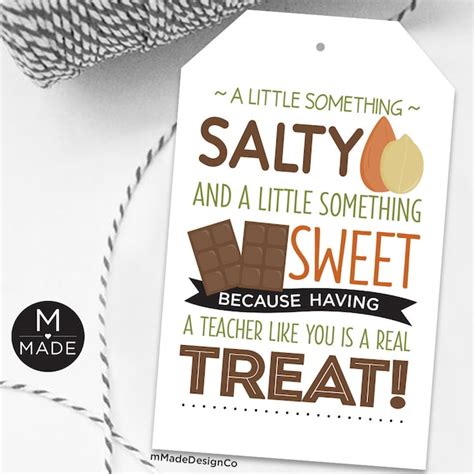 Teacher Appreciation Snack Card Etsy