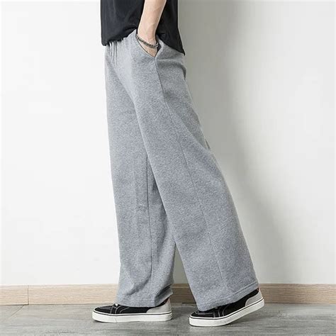Autumn Mens Cotton Linen Wide Leg Pants Fashion Casual Loose Mens