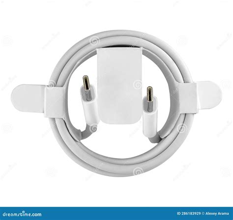 Cable With Type C Connector Insulated On White Background Stock Image