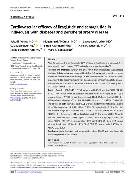 Pdf Cardiovascular Efficacy Of Liraglutide And Semaglutide In