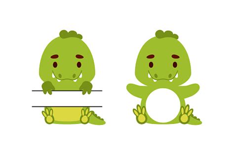 귀여운 작은 악어 분할 모노그램 아이들 티셔츠 보육원 장식 베이비 샤워 인사말 카드 초대장 스크랩북 가정 장식을위한 재미있는 만화 캐릭터 벡터 스톡 일러스트레이션 유치원에