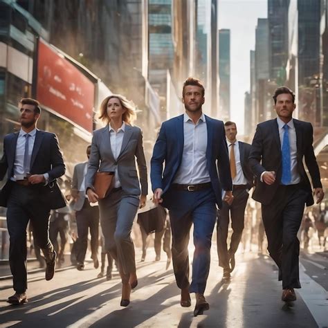 Premium AI Image Business People Rushing Towards Success