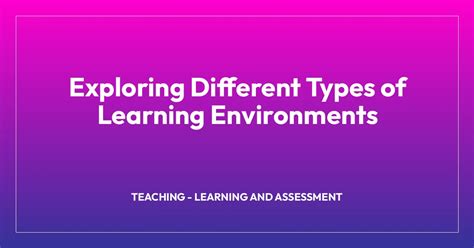 Exploring Different Types Of Learning Environments • Deled Institute