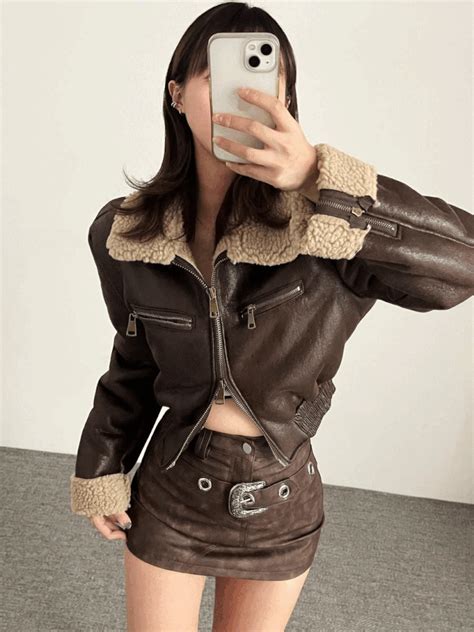 [신상3일할인] 빈티지 양털 투웨이 크롭 무스탕 에이블리