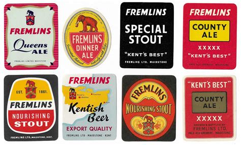 Fremlin Group Of 8 Different Pre 1963 British Beer Labels