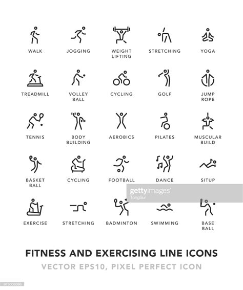 ストックイラストレーション フィットネスと運動線のアイコン Line Icon Pictogram Design Icon