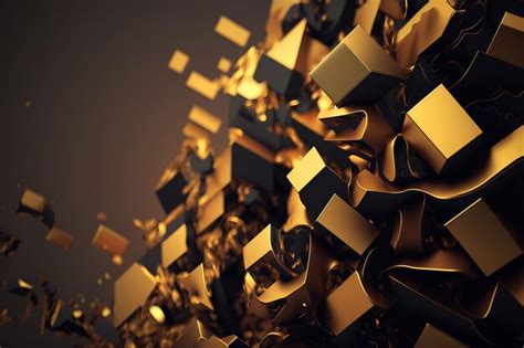 Premium Photo 3d Render Abstract Geometric Background Gold Cubes