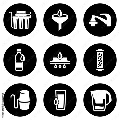 Set Of White Icons Isolated Against A Black Background On A Theme