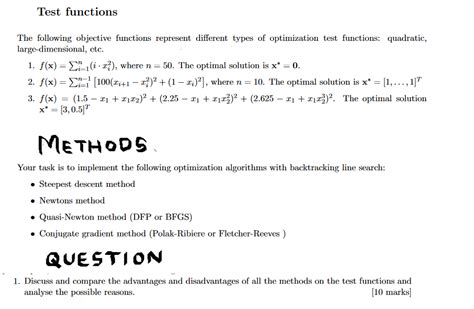 Solved Test Functions The Following Objective Functions