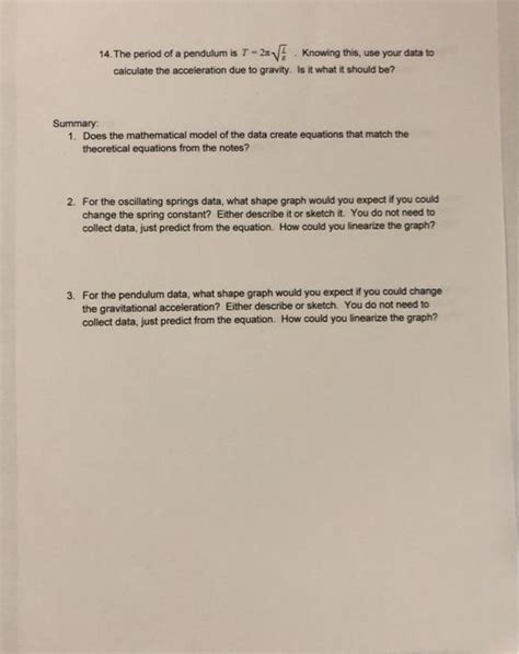 Solved Simple Harmonic Motion Lab Part Start With The Chegg