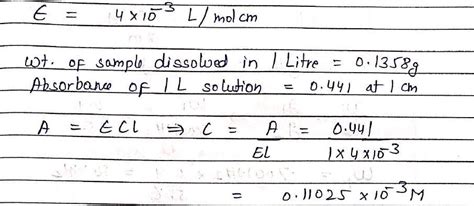 The Molar Extinction Coefficeint Of B Mw 180 Is 4x 10u00b0 Lit Mol Cmone Liter