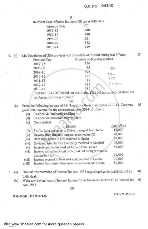 Direct And Indirect Taxation Applied Component Group 2014 2015 Bcom