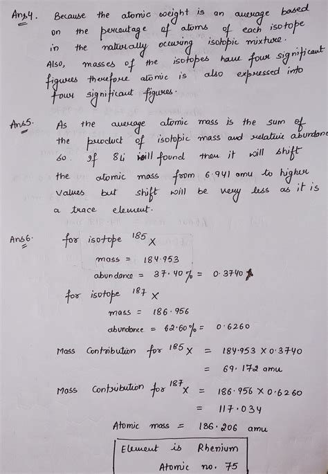 Solved Isotope Abundance For Given The Data In The Table Calculate