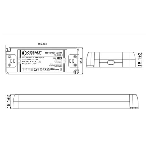 Zasilacz LED płaski DC24V 30W 1.25A CobaltElectro PFV-30-24