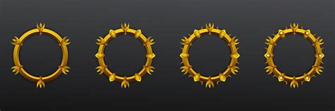 Gold Game Gui Avatar Circular Border Fantasy Frame Set For Game Ui Design Stock Illustration