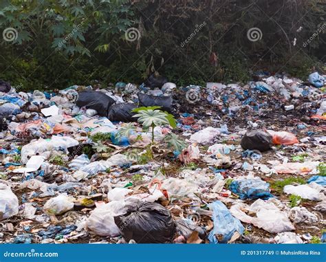 Plastic Waste Scattered Along The Streets Of Aceh Indonesia Stock