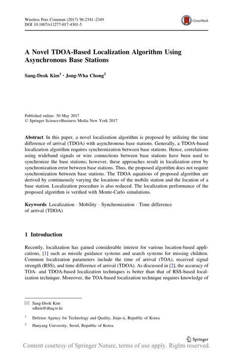 A Novel Tdoa Based Localization Algorithm Using Asynchronous Base Stations