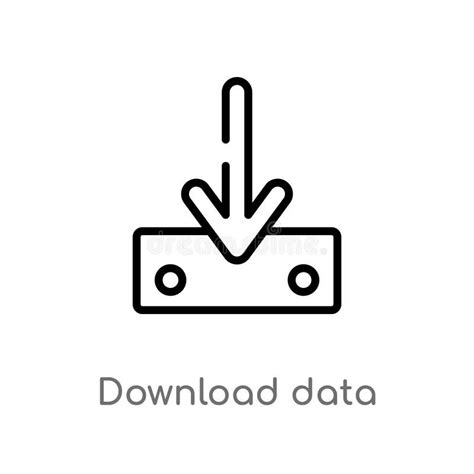 Outline Big Download Arrow Vector Icon Isolated Black Simple Line