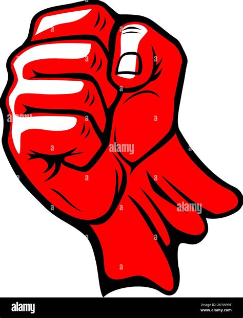 Red Hand Up Clenched Fist Symbol Of Revolutionary Protest Threat