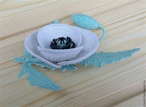 белый мак в интернет магазине на Ярмарке Мастеров Брошь булавка Санкт Петербург доставка по