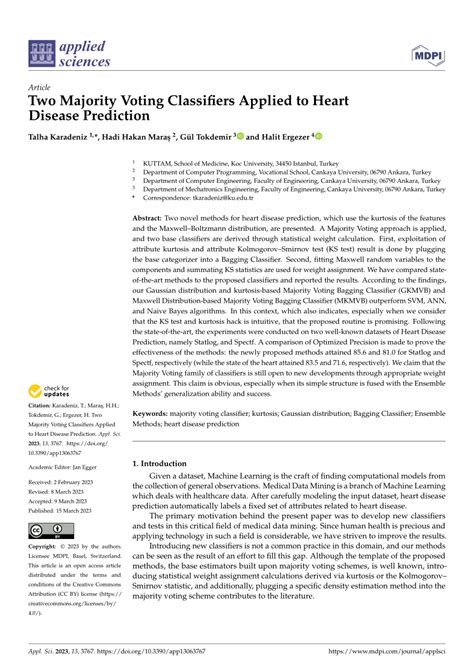 Pdf Two Majority Voting Classifiers Applied To Heart Disease Prediction