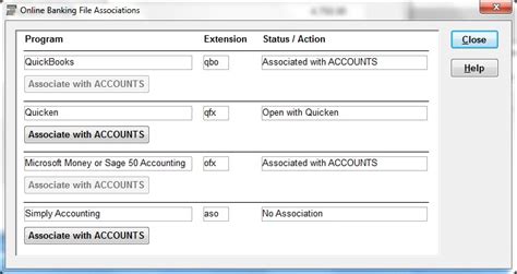 Importing Online Banking Downloads Associating Downloaded File Types