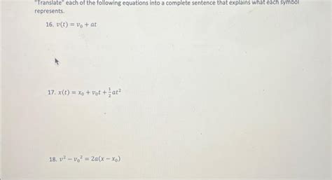 Solved Translate Each Of The Following Equations Into A