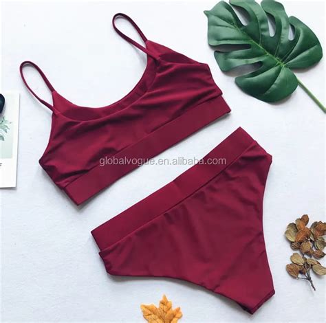 2018 Sexy High Waist Bikini Split Swimsuit Ladies Sequins Solid Color