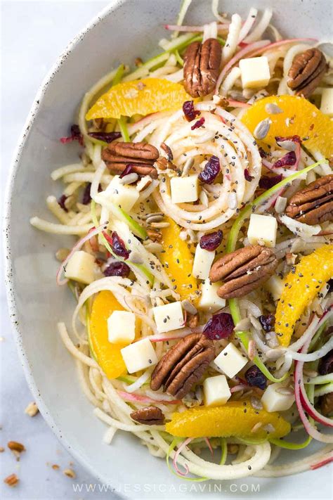 Spiralized Apple Salad With Citrus Dressing Jessica Gavin