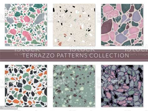 테라초 패턴 베네치아노 복합 질감 이탈리아 모자이크 화강암 바닥 타일 대리석 돌 원활한 샘플 건축 벡터 세트 테라조에 대한 스톡 벡터 아트 및 기타 이미지 Istock