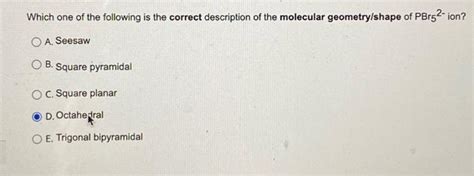 Solved Which One Of The Following Is The Correct Description