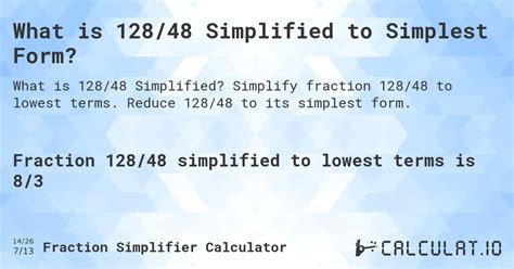 What Is 128 48 Simplified To Simplest Form Calculatio