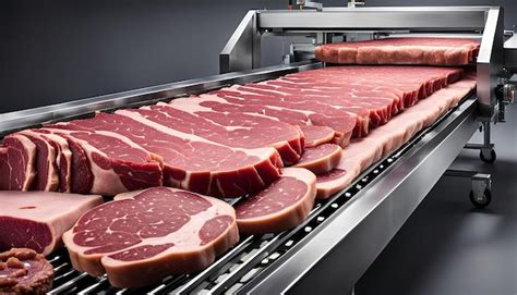 Conveyor Belt In Meat Processing Premium Ai Generated Image