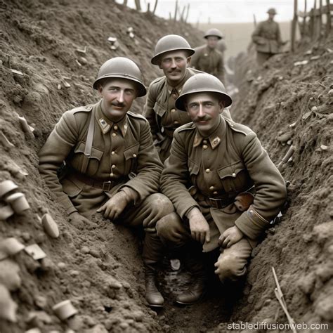 World War I Trenches Chaos Scene Stable Diffusion Online