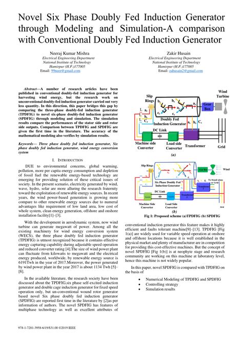 pdf novel six phase doubly fed induction generator through modeling