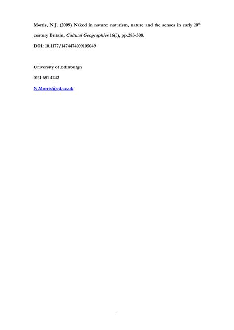 PDF Naked In Nature Naturism Nature And The Senses In Early Th Century Britain