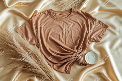 Tan T Shirt Mockup With Pampas Grass Ima Gráfico Por Undesigns