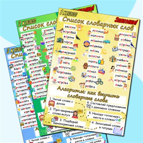 Словарные слова 1 4 класс памятки учащимся материал для доски
