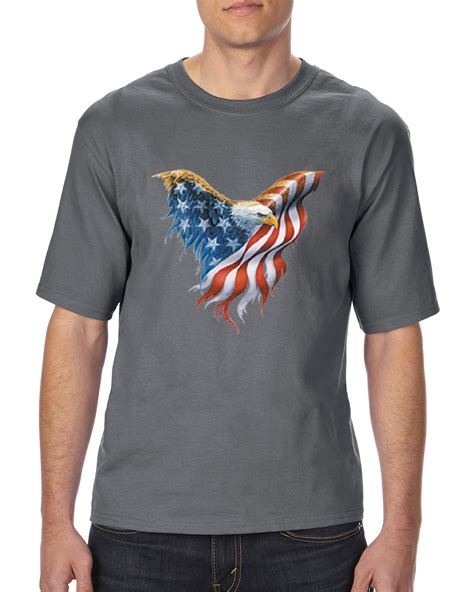 Mens And Big Mens American Flag Eagle USA T Shirt Up To Size 3XLT
