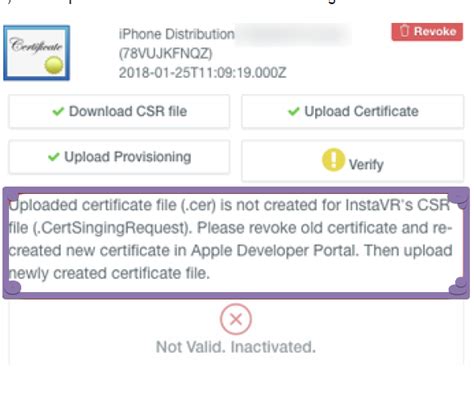 Why Am I Facing Uploaded Certificate File Cer Is Not Created For Instavrs Csr File