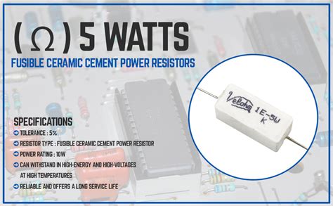 5 Ohm Ω 5 Watt Fusible Ceramic Cement Power Resistor Pack Of 25pcs
