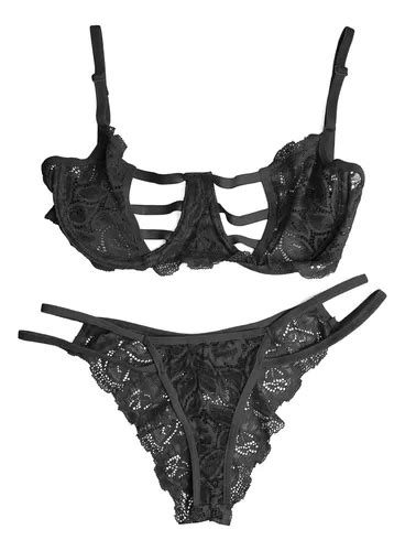 Conjunto Lingerie Sex Sutiã Com Aro E Tiras Calcinha Rendada Mercadolivre