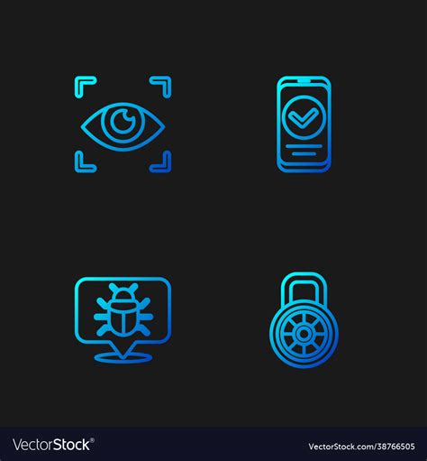 Set Line Safe Combination Lock System Bug Eye Vector Image