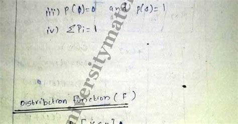 One Dimensional Random Variables Handwritten Notes