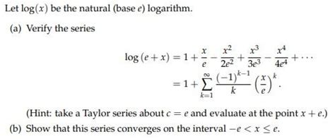 Solved Let Log X Be The Natural Base E Logarithm A Chegg Com