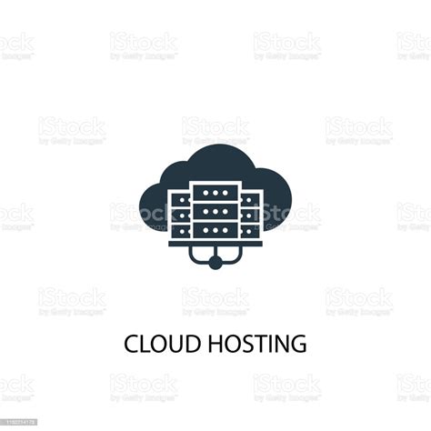 클라우드 호스팅 아이콘입니다 간단한 요소 그림입니다 클라우드 호스팅 개념 기호 디자인입니다 웹 및 모바일에 사용할 수 있습니다 개념에 대한 스톡 벡터 아트 및 기타 이미지