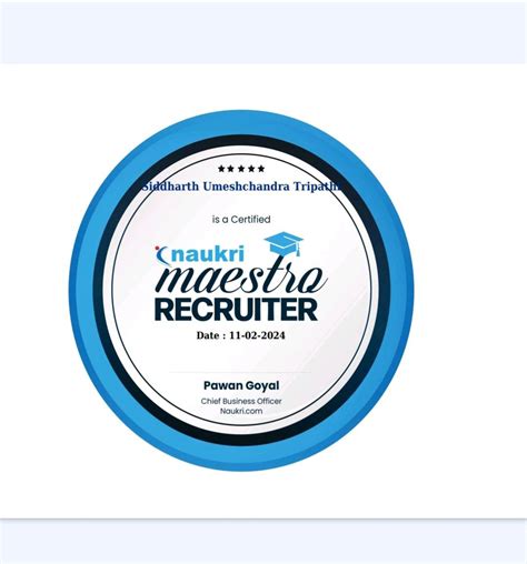 Siddharth Tripathi On Linkedin Certificationachievement Naukrimaestrorecruiter